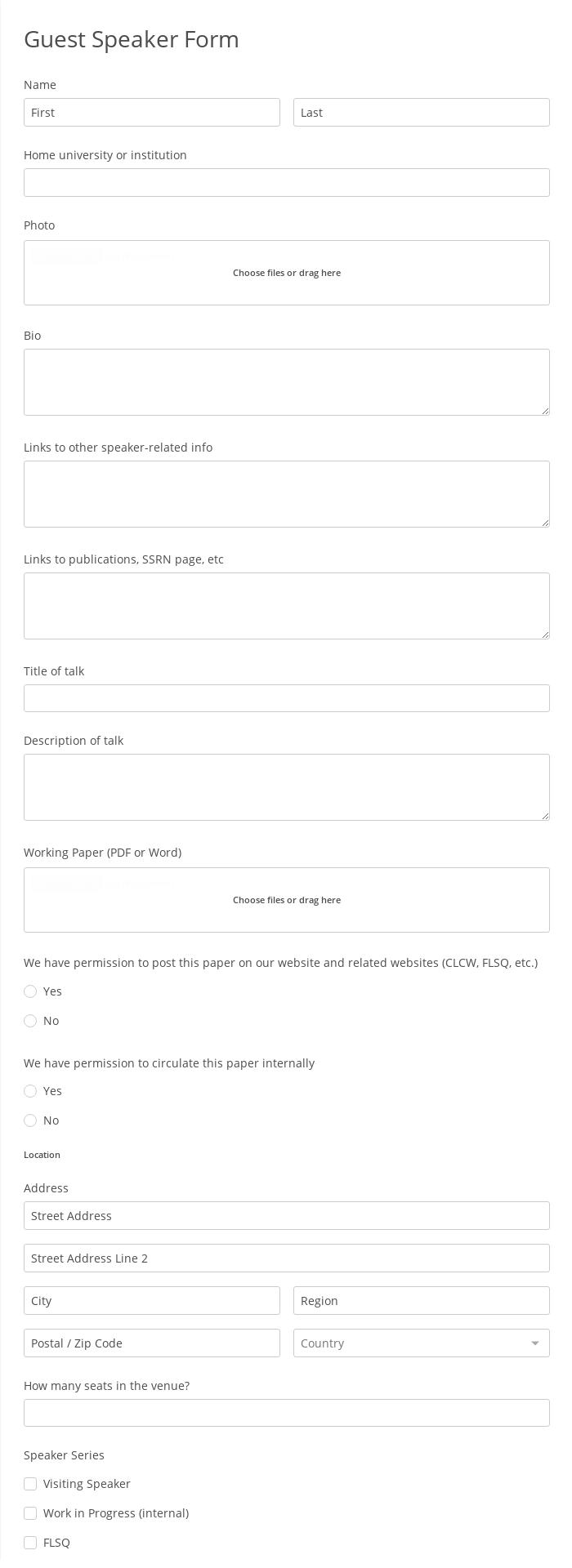 Online Guest Speaker Form Template | 123FormBuilder