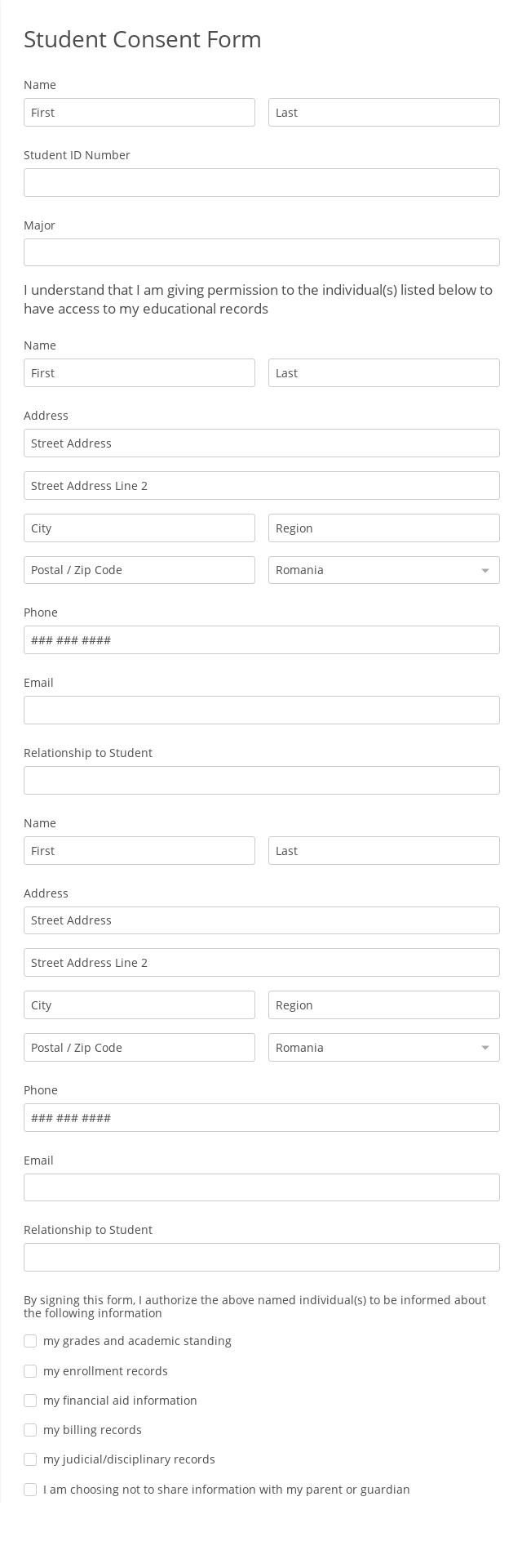 Student Consent Form Template | 123FormBuilder