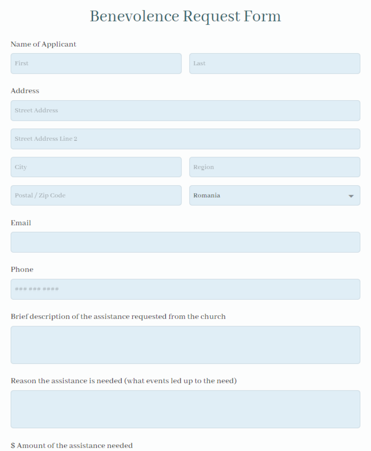 Free Benevolence Request Form Template | 123FormBuilder