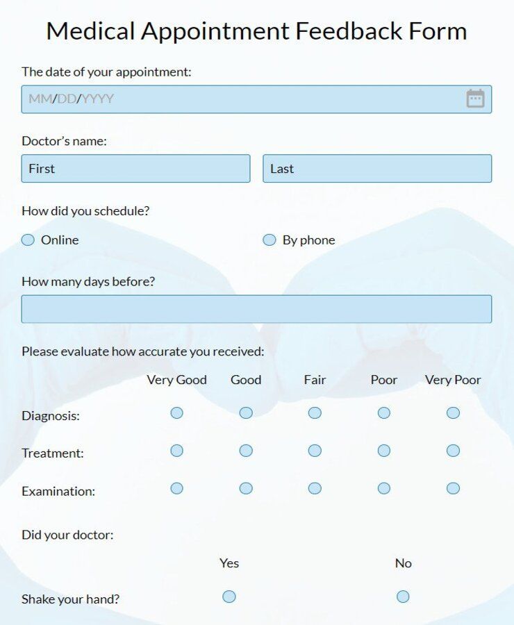 Medical Appointment Feedback Form Template | 123FormBuilder