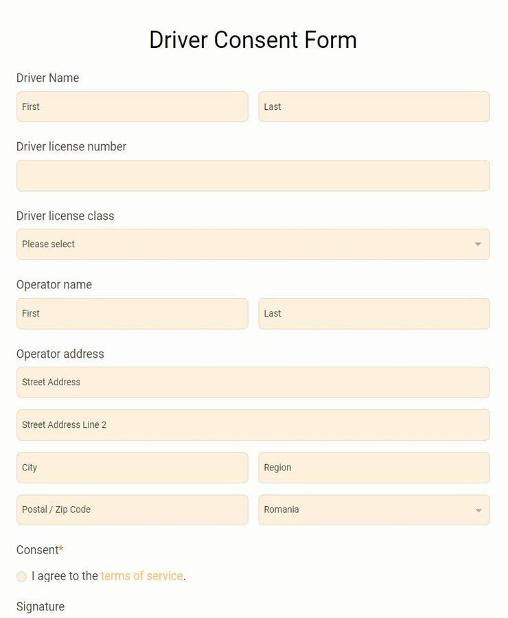 Free Driver Consent Form Template | 123FormBuilder