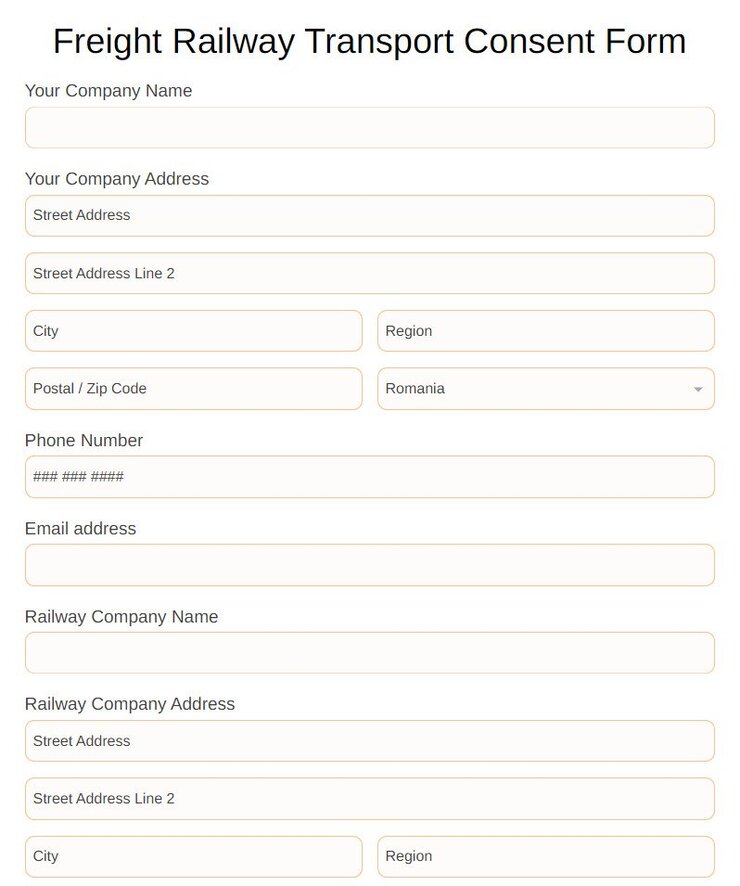 Freight Railway Transport Consent Form Template