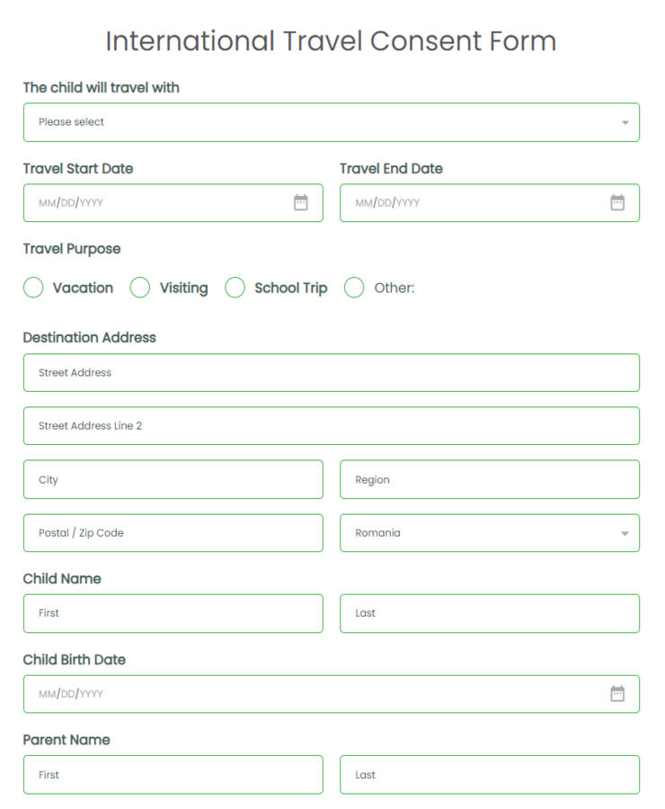 International Travel Consent Form Template | 123FormBuilder