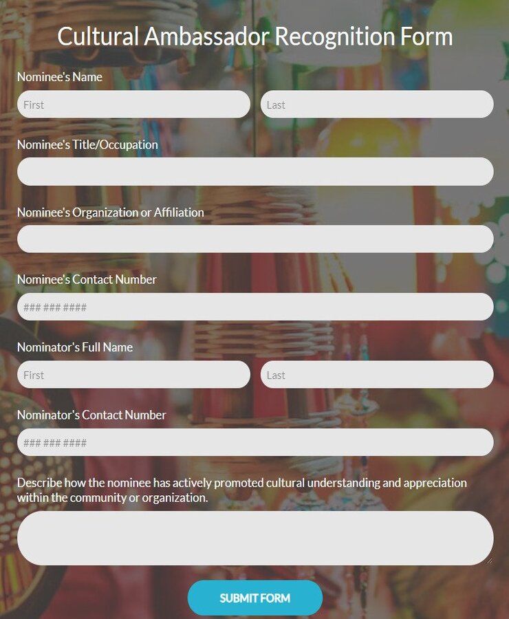 Free Cultural Ambassador Recognition Form Template