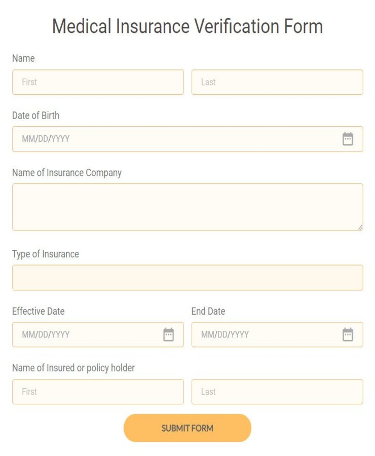 Free Medical Insurance Verification Form Template