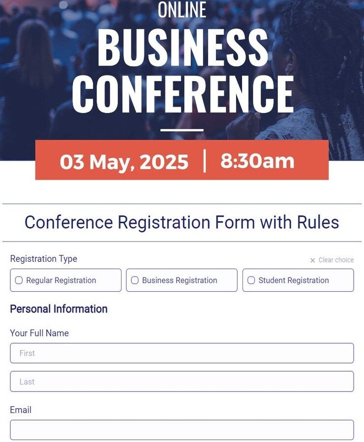 Conference Registration Form with Rules Template