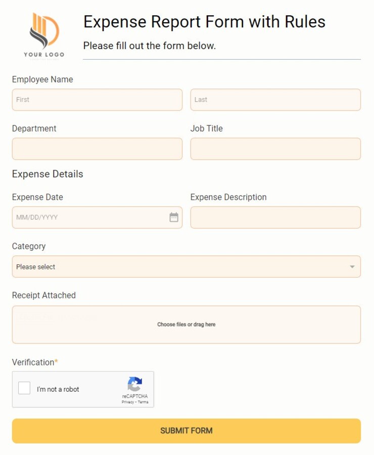Expense Report Form with Rules Template | 123FormBuilder